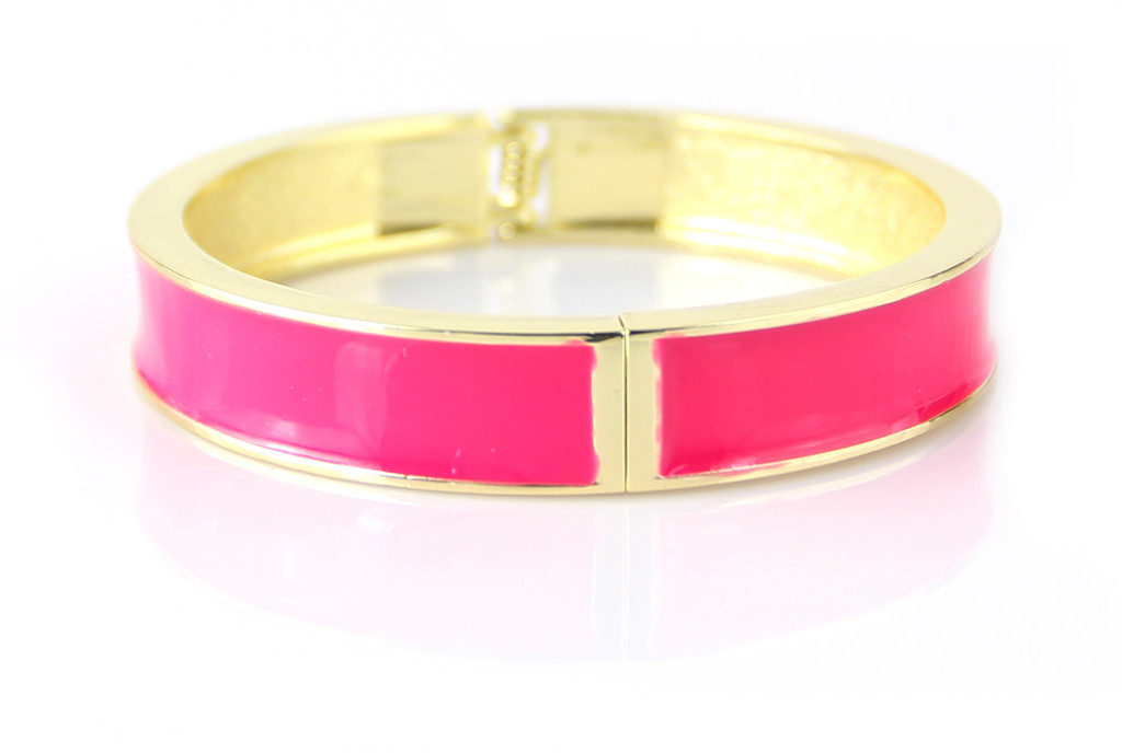 Pink Enamel Like Metal Bracelet - The Doll Lady