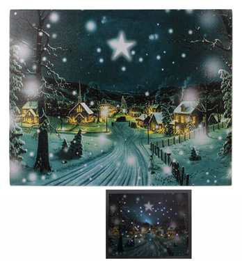 Lighted Winter Scene Canvas - The Doll Lady